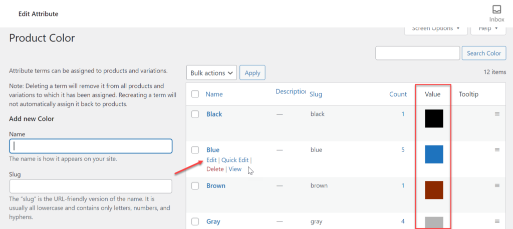 Color Type & Values – WPClever Documentations